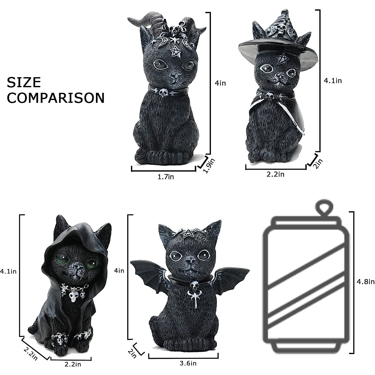 Kilyparty 4PCS Set Cats Garden Decor Cat Gnome Statues for Outdoor Halloween Cat Figurine Cat Lover Idea Cute Cat homedecor Waterproof Figurines Lawn Ornaments