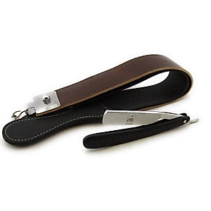 G.B.S Black Wood Finish Scales 5/8in Straight Razor, Shaving Razor with Black Wooden Handle, Includes Sharpening Strop, Paste and Stainless Steel