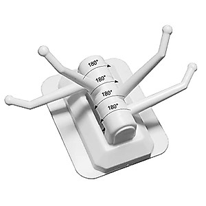 Fineget Wall Adhesive Hooks for Hanging Towel Key Hat Bathroom Kitchen Door Hooks 4 Rotatable Arms Sticky Retail Hooks White 8 Pairs