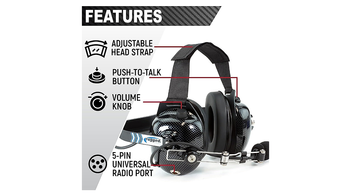 Rugged Behind-The-Head Racing Headset with Noise Control