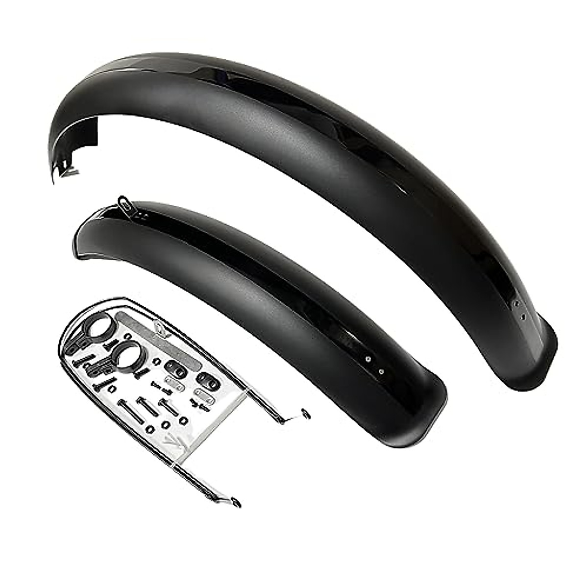 WRUIOY Fat Bike Fender Front and Rear Fender Set for Fat Tire Bike Wings Full Coverage Set（20Inch） (Black)