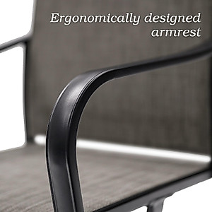 Anmutig Patio Swivel Dining Chair, Outdoor Metal Chair with Textilene Mesh Fabric Patio Furniture Set Porch Chairs with Metal Rocking Frame for Lawn Garden Backyard Light Tan/Grey