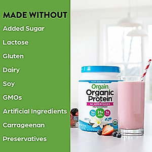 Orgain Organic Protein + Superfoods Powder, Vanilla Bean - 21g of Protein, Vegan, Plant Based, 5g of Fiber, No Dairy, Gluten, Soy or Added Sugar, Non-GMO, 2.02lb