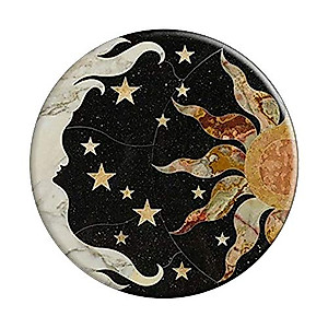 Black Vintage Moon, Sun and Stars Smartphone PopSockets PopGrip: Swappable Grip for Phones & Tablets