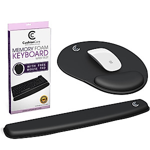 4pc Premium Wrist Rests for Keyboard and Mouse Pad Set - Memory Foam Cushion, Black - Ergonomic Wrists Hand Arm Rest Support for Laptop Computer Desk and Gaming - Carpal Tunnel Syndrome Relief