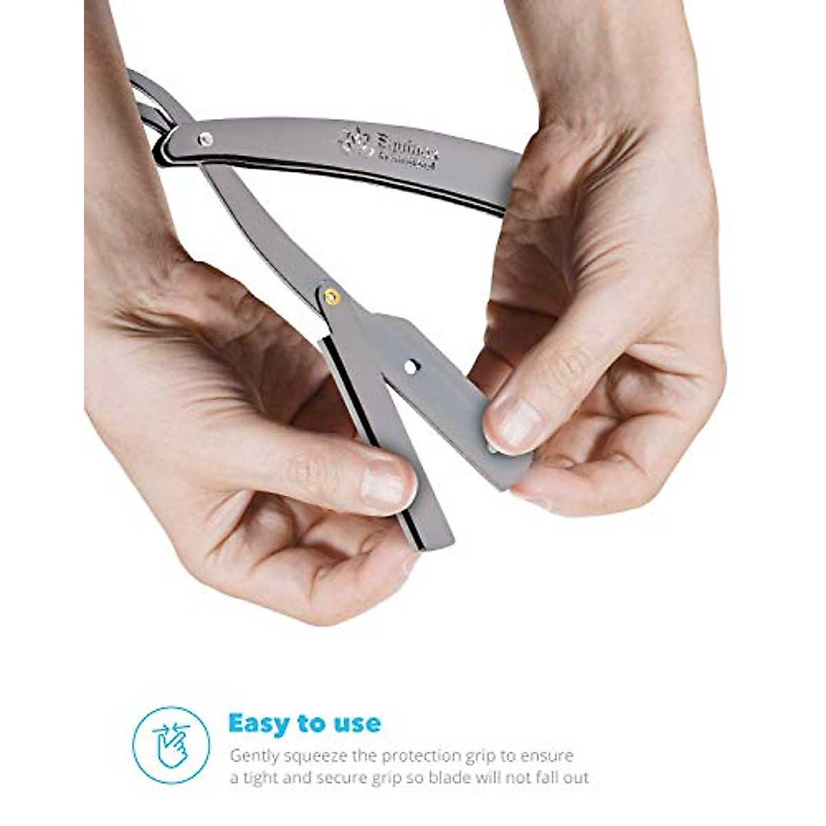 Equinox Professional Gun Metal Straight Edge Razor with 100 Single Edge Derby Blades - Close Shaving Men's Manual Shaver Safety (Gun Metal Edition)