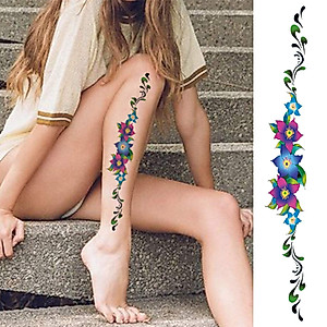 CARGEN Sexy Flower Temporary Tattoos - 10 Sheets Realistic Sexy Flowers Vine Butterfly Long Back Sleeves Tattoos for Women Girls Makeup Fake Tattoo Great for Waist Belly Back Spine Arm Leg Collarbone