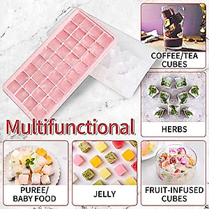 Food-grade Silicone Ice Cube Tray with Lid and Storage Bin for Freezer, Easy-Release 36 Small Nugget Ice Tray with Spill-Resistant Cover&Bucket, Flexible Ice Cube Molds with Ice Container, Scoop Cover