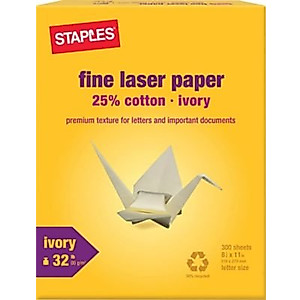 Staples 25% Cotton Fine Laser Paper. Ivory