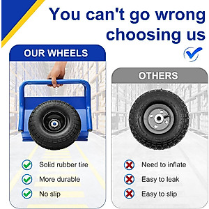 Panel Dolly Heavy Duty Slab Dolly with Handle and 2Pcs 10" Solid Rubber Tires Wheels 1000LBS Load Capacity All Terrain Moving Cart for Drywall Sheet, Material Handling