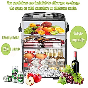 Cooler Bag 60 cans Large Size Collapsible Cooler Insulated Soft Cooler Portable Cooler Bag Large Lunch Cooler for Picnic, Beach, Work, Trip Camping Hiking BBQ Summer Beach Travel Outdoor Activities