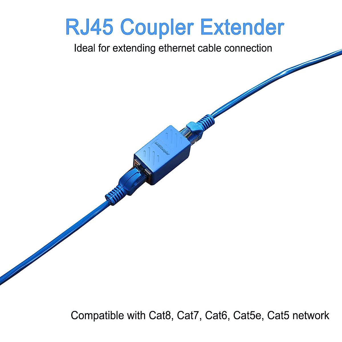UVOOI Ethernet Coupler Female to Female 2-Pack, 1000Mbps RJ45 Inline Coupler Connector Ethernet Extender Adapter for Cat8, Cat7, Cat6, Cat5 Ethernet Cable