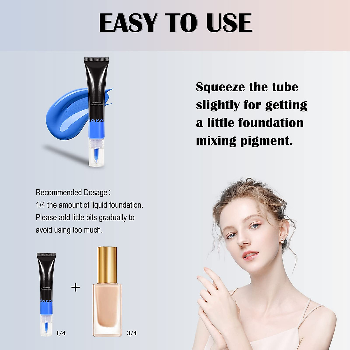Jutqut White Foundation, Foundation Mixing Pigment, Smooth and Light Liquid Foundation, Blends Easily with Foundation, Deep to Shallow, 0.67oz (White)