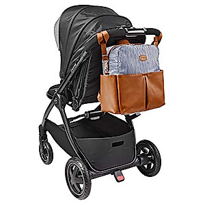 JJ Cole Popperton Boxy Backpack Diaper Bag, Ticking Stripe