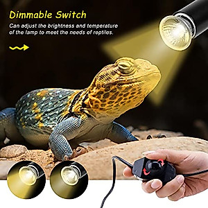 1-Pack Black Dimmable Adjustable Reptile Clamp Heat Lamp Fixture Holder with 3-Pack 30W Sun Basking Spot Lamp, Flexible Clamp Lamp Stand with Clip for Aquarium, Reptiles,Lizard, Turtle, Snake