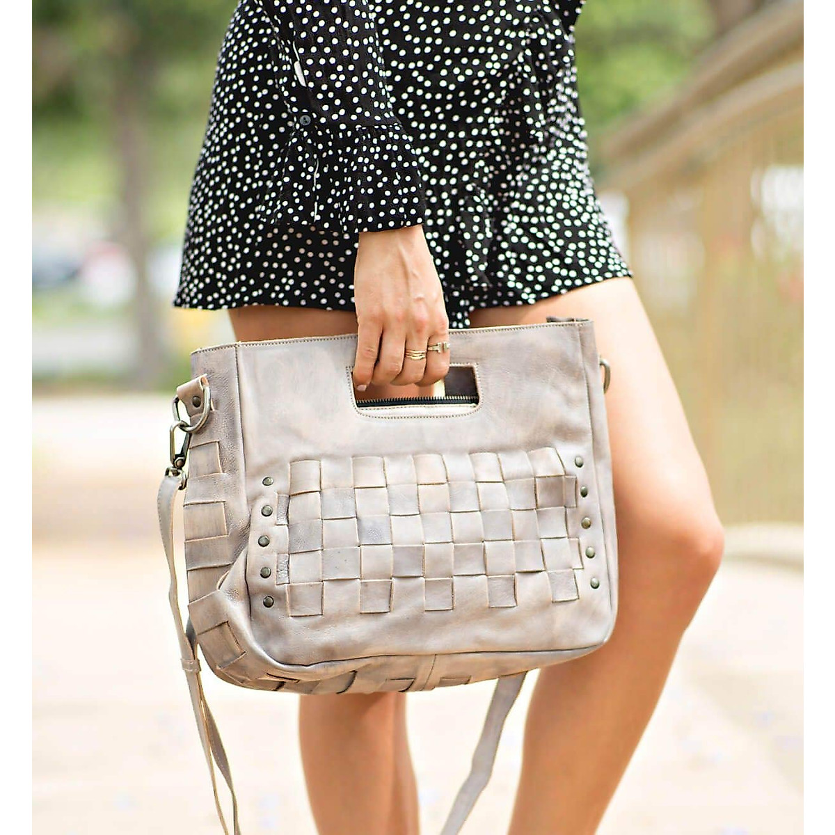 Bed|Stu Women’s Orchid Leather Bag (Light Grey Driftwood)