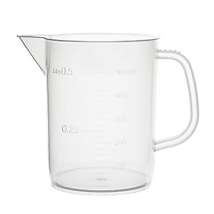 EISCO Plastic Pitcher, 500mL - Short Form, Euro Design - Molded Graduations - Chemical Resistant & Autoclavable Polypropylene - Measuring Jug Labs