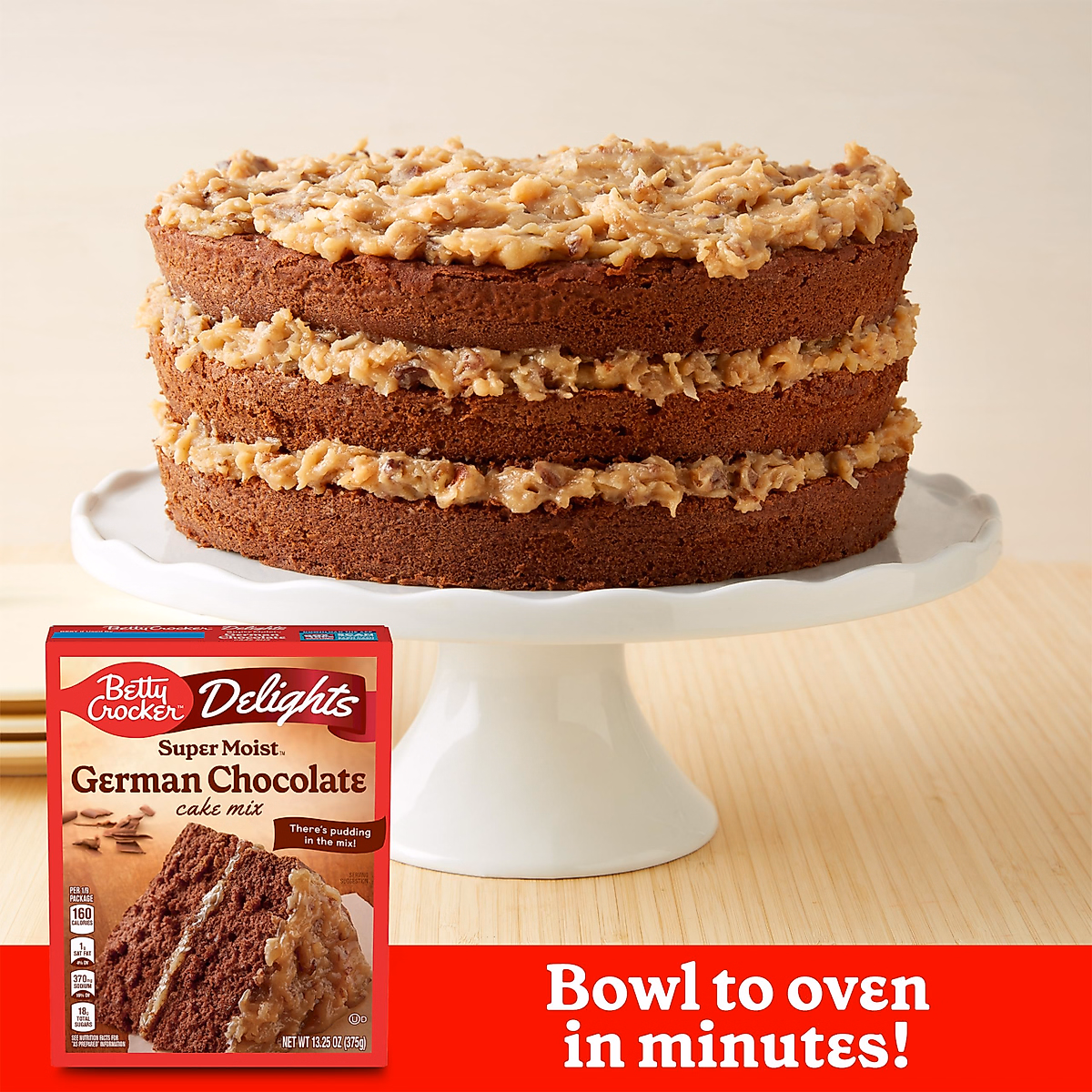 Betty Crocker Delights Super Moist German Chocolate Cake Mix, 13.25 oz.