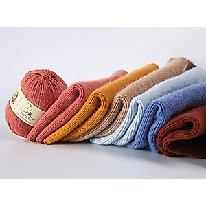 TEHETE 100% Merino Wool Yarn for Knitting 3-Ply Luxury Warm Soft Lightweight Crochet Yarn (Khaki)