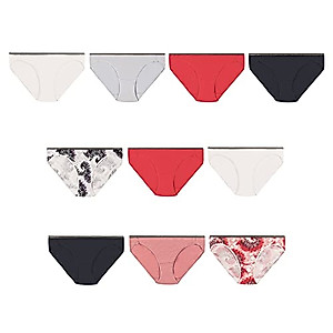 Hanes Women's Stretch Panties, Moisture-Wicking Cotton Underwear, 10-Pack (Colors May Vary), Multicolor, 8