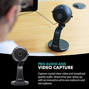 Movo WebMic-HD Webcam and Condenser Microphone - 1080p HD Webcam and Pro Cardioid Condenser Mic - HD USB Camera and Computer Microphone for Streaming, Gaming, Work-from-Home, Video Calls