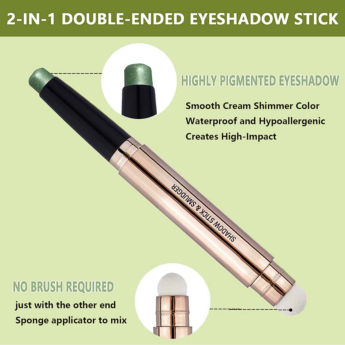 TWLBXMG Bright Green Eyeshadow Stick Cream Smooth Shimmer Eyeshadow Pencil Eyeliner Hypoallergenic Dark Light Matte Crayon Palette Waterproof Long Lasting Eye Shadow Highlighter Stick
