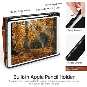 KingBlanc Case for iPad Air (3rd Generation) 10.5" 2019 / iPad Pro 10.5 inch 2017 Case with Apple Pencil Holder, Vegan Leather Smart Cover, Auto Sleep/Wake, Multi-Angle Folding, Brown