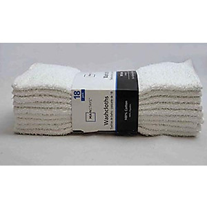 Mainstay New 18 Terry White Washcloths Cotton 11 X 11 Thin Wash Rags Wash Cloths