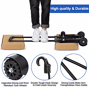 tomser Folding Hand Truck - 270 lbs Heavy Duty Dolly Cart for Moving Lightweight Utility Cart for Luggage Folding Cart with Wheels Collapsible Platform Cart for Travel Shopping Airport Office, Black