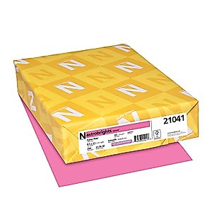 Neenah 21041 Wausau Astrobrights Colored Cardstock, 8.5” x 11”, 65 lb / 176 GSM, Pulsar Pink, 250 Sheets