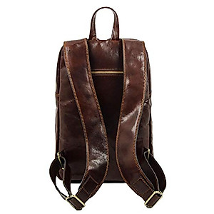 Time Resistance Leather Business Backpack - Handmade Business Daybag for Laptop A4 Portfolio Travel Satchel Rucksack Bag - Dark Brown Unisex