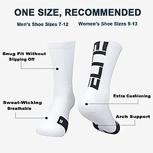 Podinor Elite Basketball Crew Socks for Men and Women, Cushion Performance Athletic Black Basketball Socks