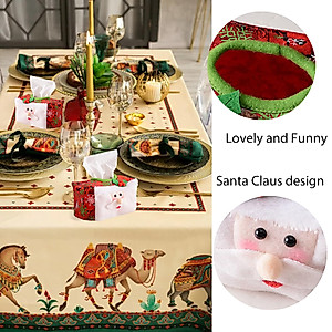 EOQPDECD 2 Pcs Christmas Tissue Box Cover Rectangular Santa Claus Xmas Snowman Tissue Case Tissue Holder Paper Towel Holder Napkin Container Winter Desktop Decoration for Holiday Home Office