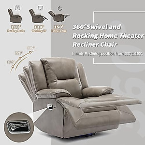ERYE Home Theater and Living Room Recliner Sofa Couch for 3, Manual Reclining Sofa&Couch with LED Light Strip, 2 Cup Holders and DropDown Table for Home,Apartment,House