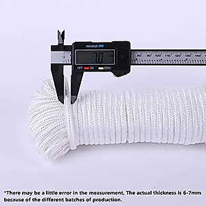 PerkHomy 90 ft 1/4 inch (7mm) Nylon Poly Rope Flag Pole Polypropylene Clothes Line Camping Utility Good for Tie Pull Swing Climb Knot (White)