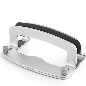 LOTEYIKE Aluminum Vertical Laptop Stand, MacBook Pro Laptop Vertical Stand Dock Holder with Adjustable Slot Fits All Laptops Notebook Tablets MacBook Air- Save Space & Improve Airflow, Silver