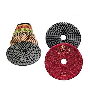 STADEA Grit 50 (2 Pieces) 5" Diamond Polishing Pads for Granite Marble Concrete Stone polishing Wet Grinder