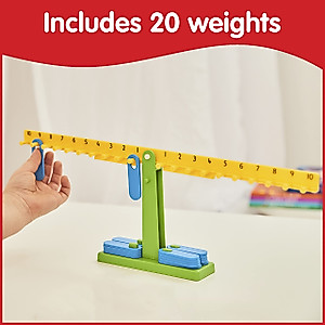 edxeducation Student Math Balance - In Home Learning Manipulative for Early Math and Number Concepts - Includes 20 Weights - Beginner Addition, Subtraction and Equations