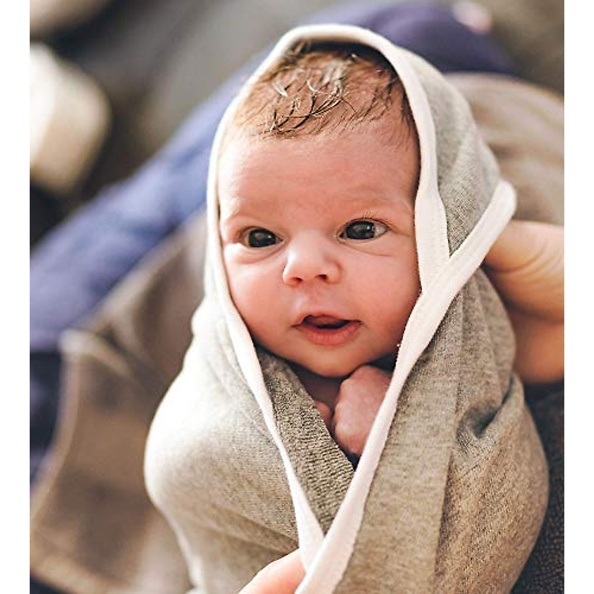 Burt's Bees Baby - Hooded Towels, Absorbent Knit Terry, Super Soft Single Ply, 100% Organic Cotton (Honey Bee/Grey, 2-Pack)