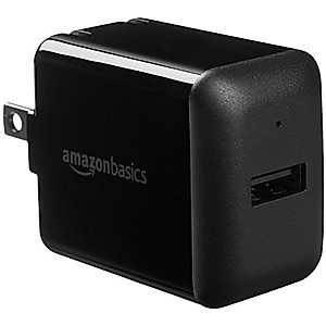 Amazon Basics 12W One-Port USB-A Wall Charger (2.4 Amp) for Phones (iPhone 13/12/11/X, Samsung, and more), Black