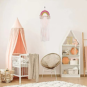 UKYLIN Bow Holder for Girls Hair Bows, Hair Clips Holder Rainbow Bow Organizer Hair Accessories Storage Wall Hanging Decoration for Girls Room Bedroom Living Room (Pink)