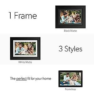 Brookstone PhotoShare 8” Smart Digital Picture Frame, Send Pics from Phone to Frames, WiFi, 8 GB, Holds 5,000+ Pics, HD Touchscreen, Premium Black Wood, Easy Setup, No Fees