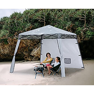 COOSHADE Compact Lightweight Backpack Canopy Sun Protection Pop-Up Shelter Slant Leg Beach Tent 8 x 8 ft Base / 6 x 6 ft Top(Grey)