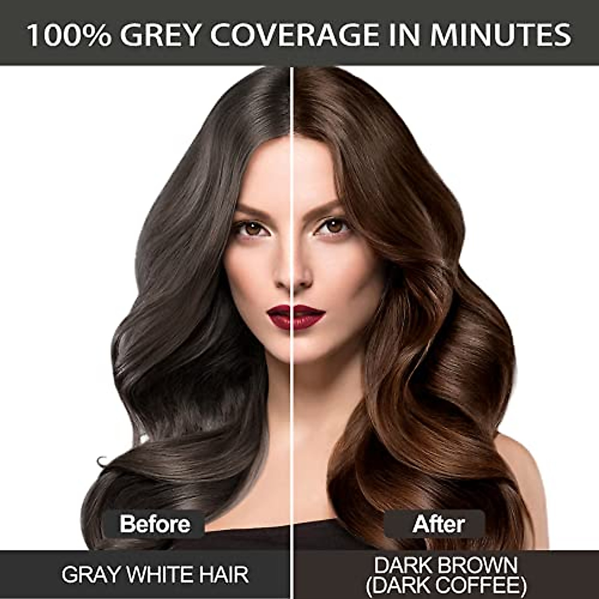 Hair Dye Shampoo 3 IN 1-100% Grey Coverage - Instant Black Hair Dye, Herbal Permanent Hair Color Shampoo for Women & Men Hair Dye Coloring in Minutes(500mL,17.6 Fl Oz) (Chestnut Brown)