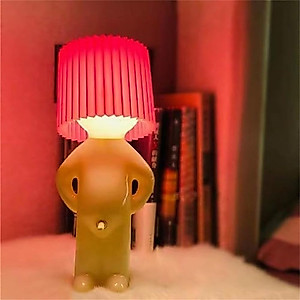 Little Naughty boy Desk lamp,A Little Shy Desk lamp, Bedside Night Light,Naughty boy Mr.P a Little Shy Man Creative lamp,Home Decoration Beautiful Gift (Rose red)