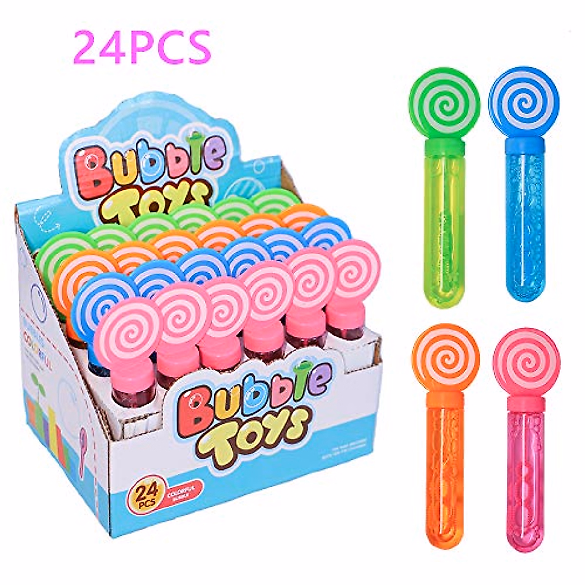 Small Bubbles for Kids 4 Colors Bubble Wand 24 pcs Party Favors Birthday Gift Celebration Toy