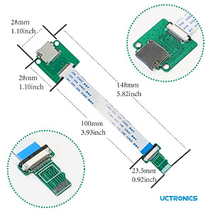 UCTRONICS Micro SD to Micro SD Card Male to Female Flexible Extender, 15cm/5.9in Micro SD Card Extension Cable Adapter Compatible with Raspberry Pi, Arduino, and 3D Printer, 4 Pack