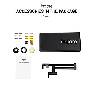 Indare Pot Filler, Pot Filler Faucet Wall Mount, Brass Pot Filler Folding faucets, Kitchen Pot Filler Faucet with Double Joint Swing Arms