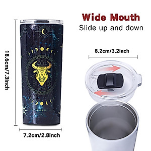 Weboia 20 oz Taurus Tumbler Birthday Gifts For Women Zodiac Insulated Mug Thank You Gifts For friend Coffee Cup Christmas Funny Gift For MoM,Dad,Sister,Wife