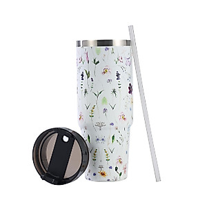 Beuty Floral 30 oz Tumbler with Lid And Straw,Stainless Steel Vacuum Insulated Travel Mug,Reusable Water Bottle Vacuum Travel Coffee Mug Cup,Gifts For Women Girls,Personalized Design Rose Gift Box